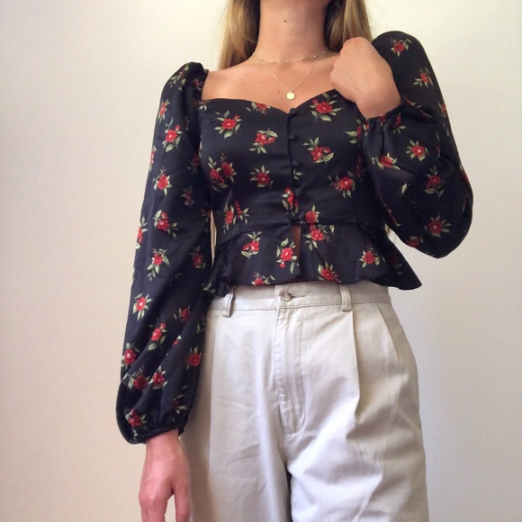 Forever 21 | Tops | Black Satiny Square Neck Blouse | Poshmark